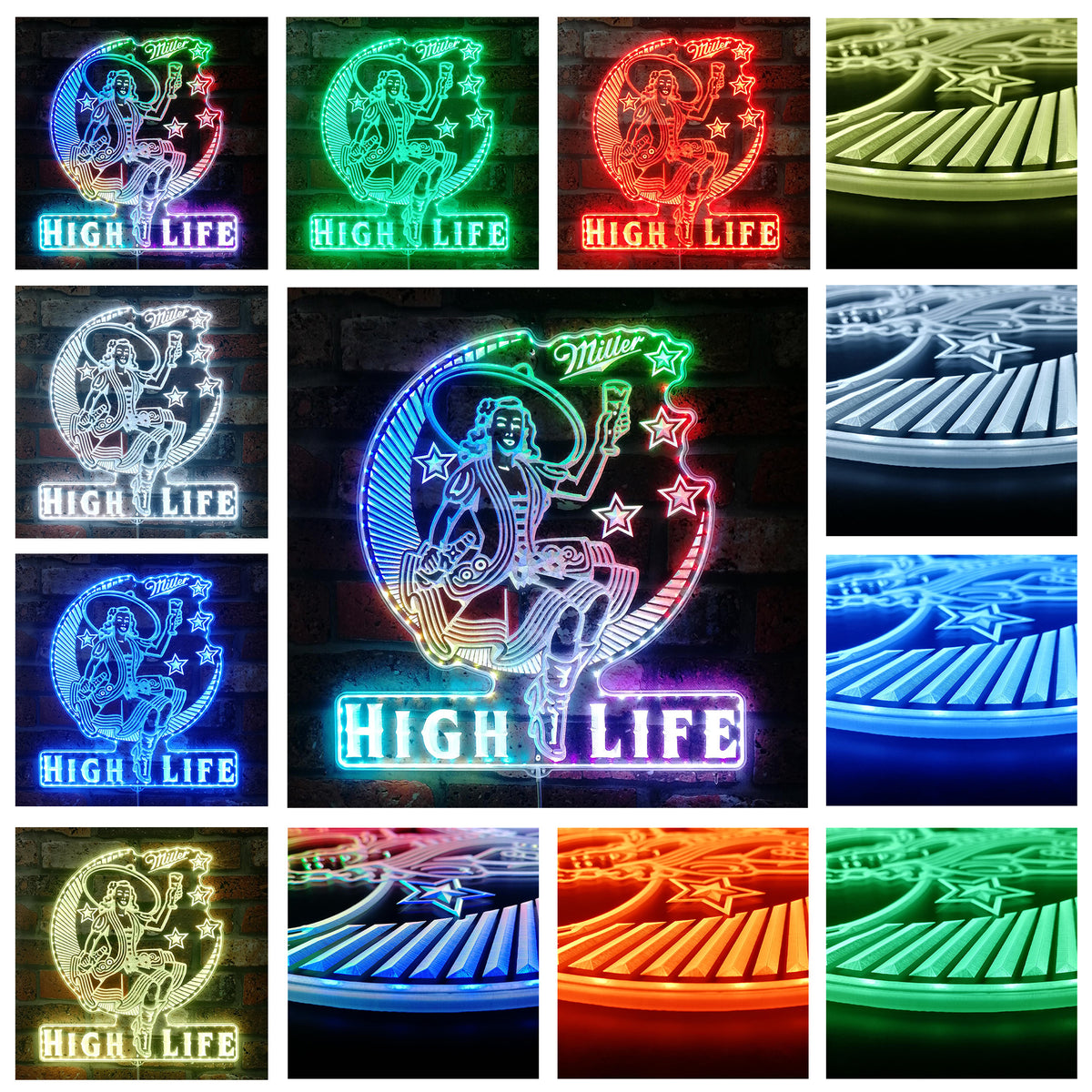 Miller High Life Lady Dynamic RGB Edge Lit LED Sign | PROLEDSIGN