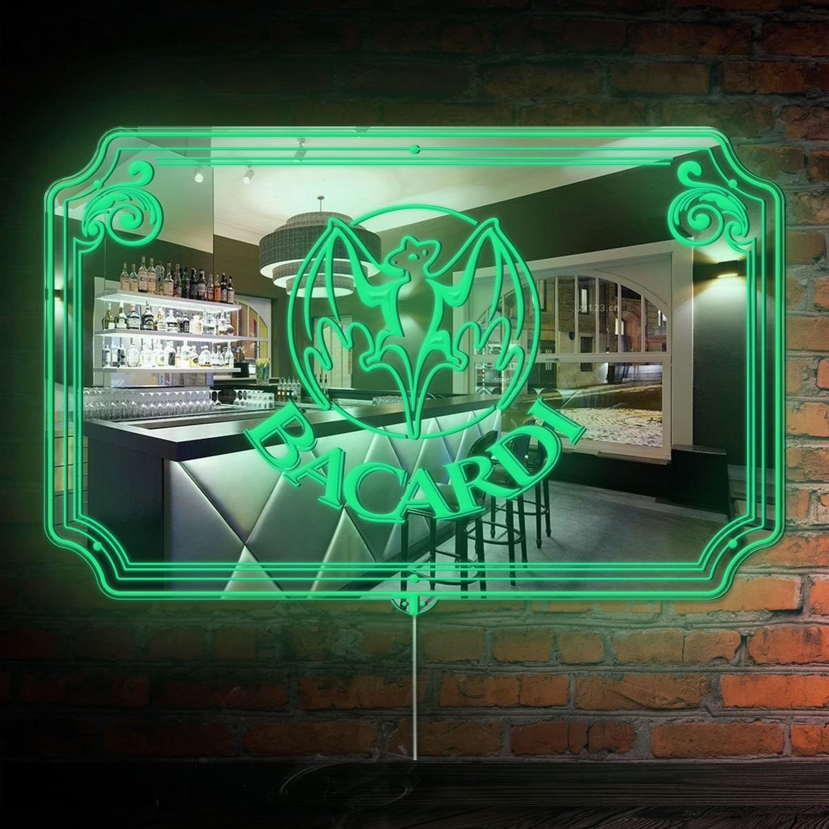 Bacardi RGB LED Neon Sign with Elegant Mirror Backing | PROLEDSIGN