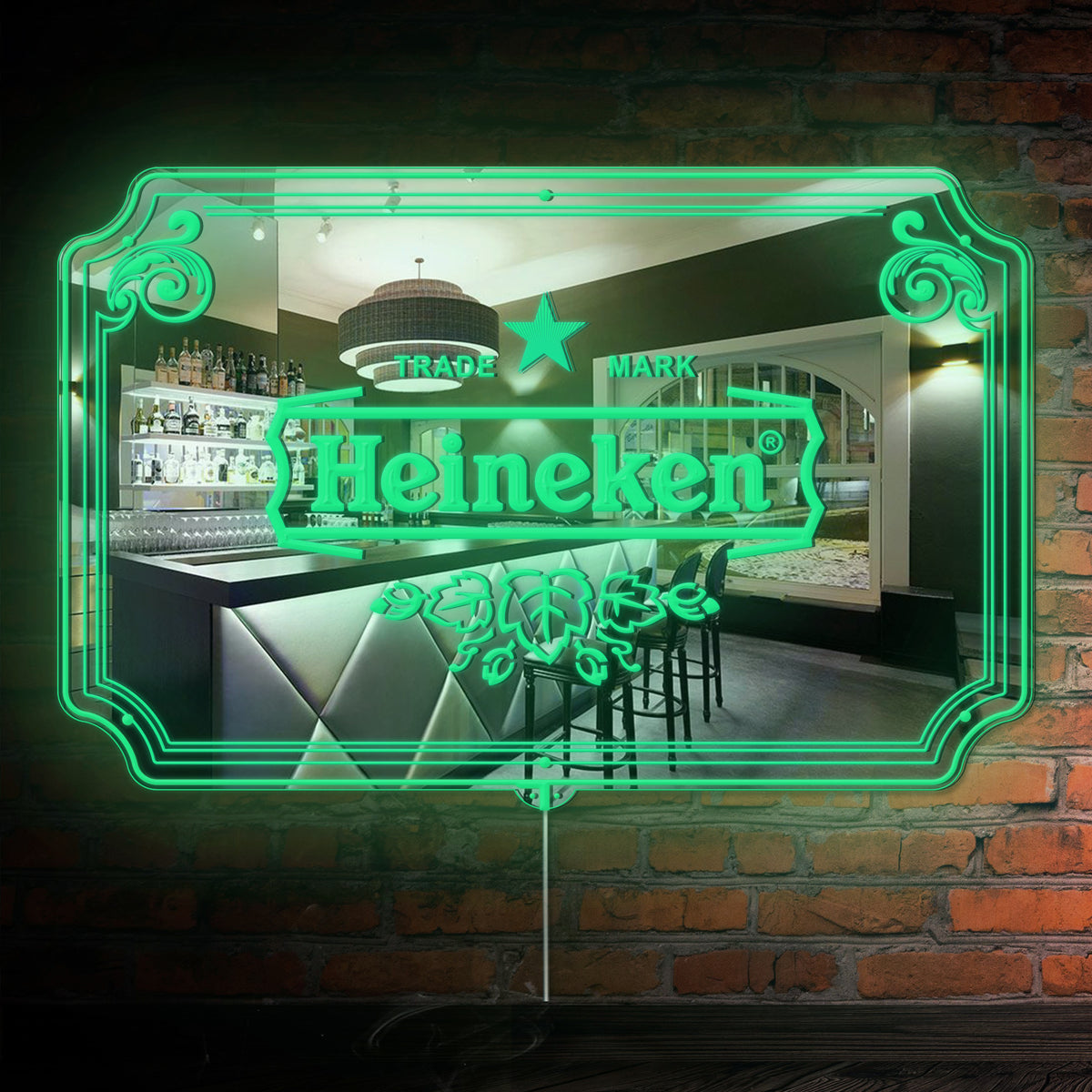 Heineken RGB LED Neon Sign with Elegant Mirror Backing | PROLEDSIGN