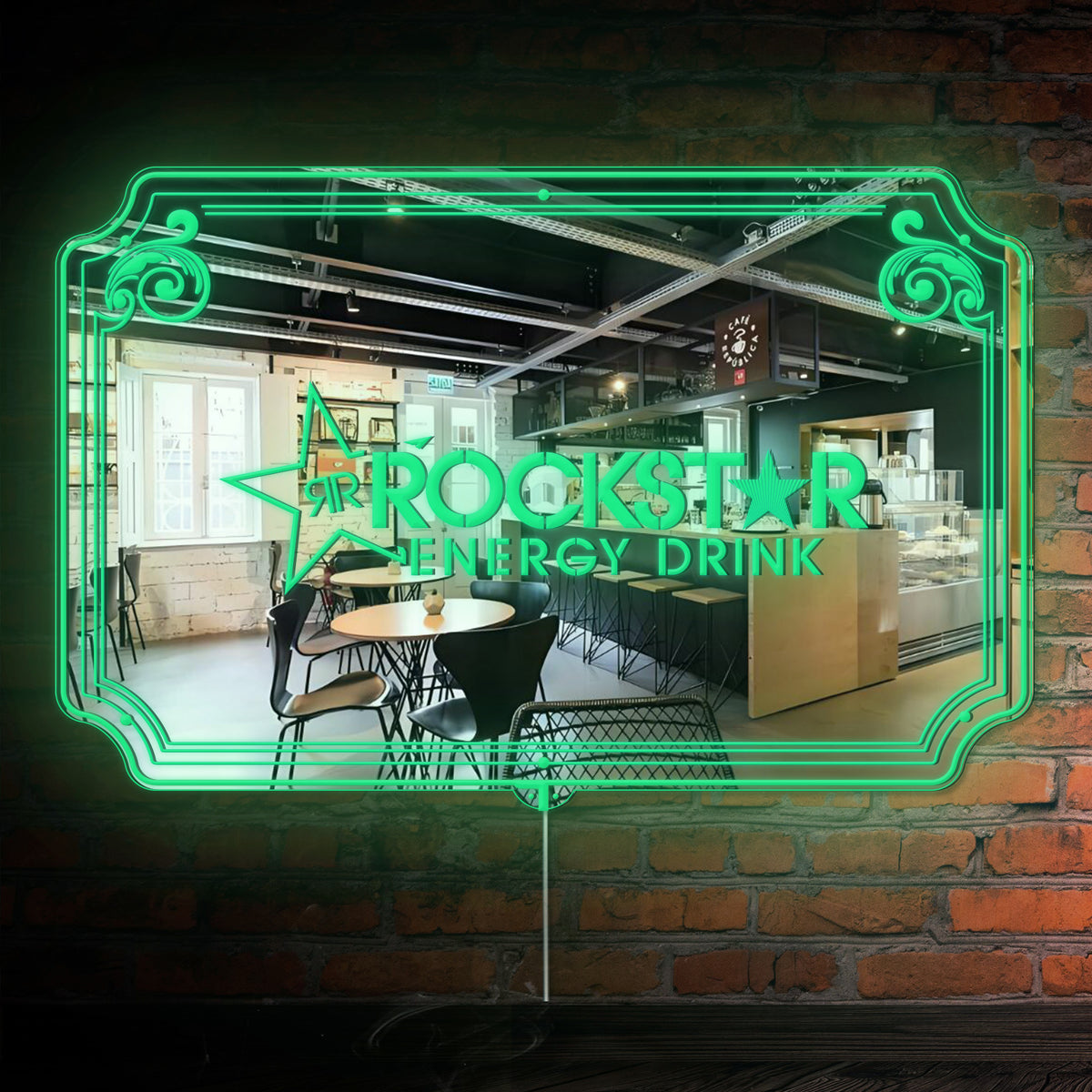 Rockstar Energy Drink RGB LED Neon Sign with Elegant Mirror Backing ...