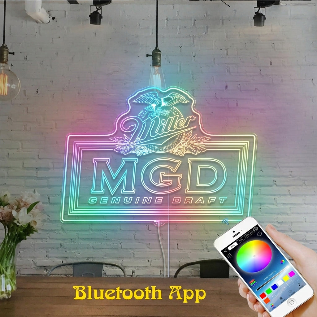 Miller Lite MGD Genuine Draft Beer Dynamic RGB Edge Lit LED Sign ...