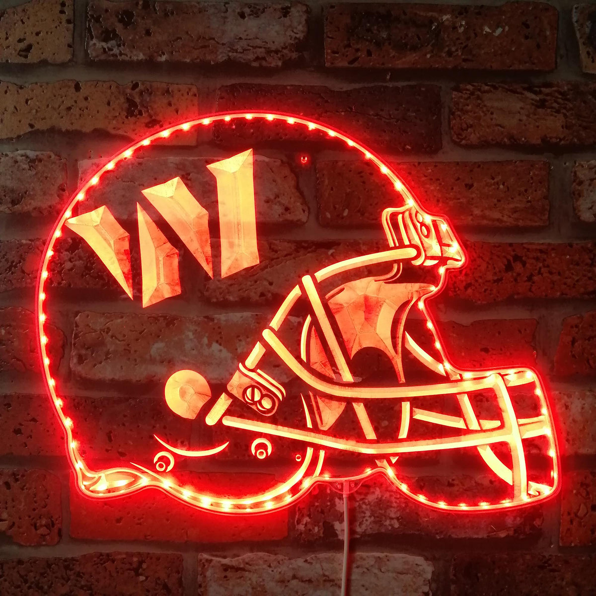 NFL Washington Commanders Helmet Dynamic RGB Edge Lit LED Sign | PROLEDSIGN