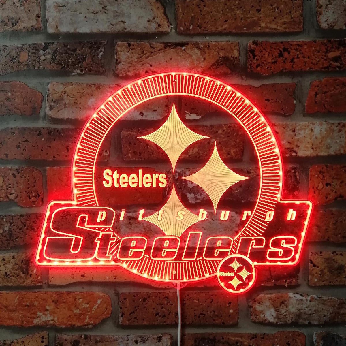 Pittsburgh Steelers Shining Logo Dynamic RGB Edge Lit LED Sign | PROLEDSIGN