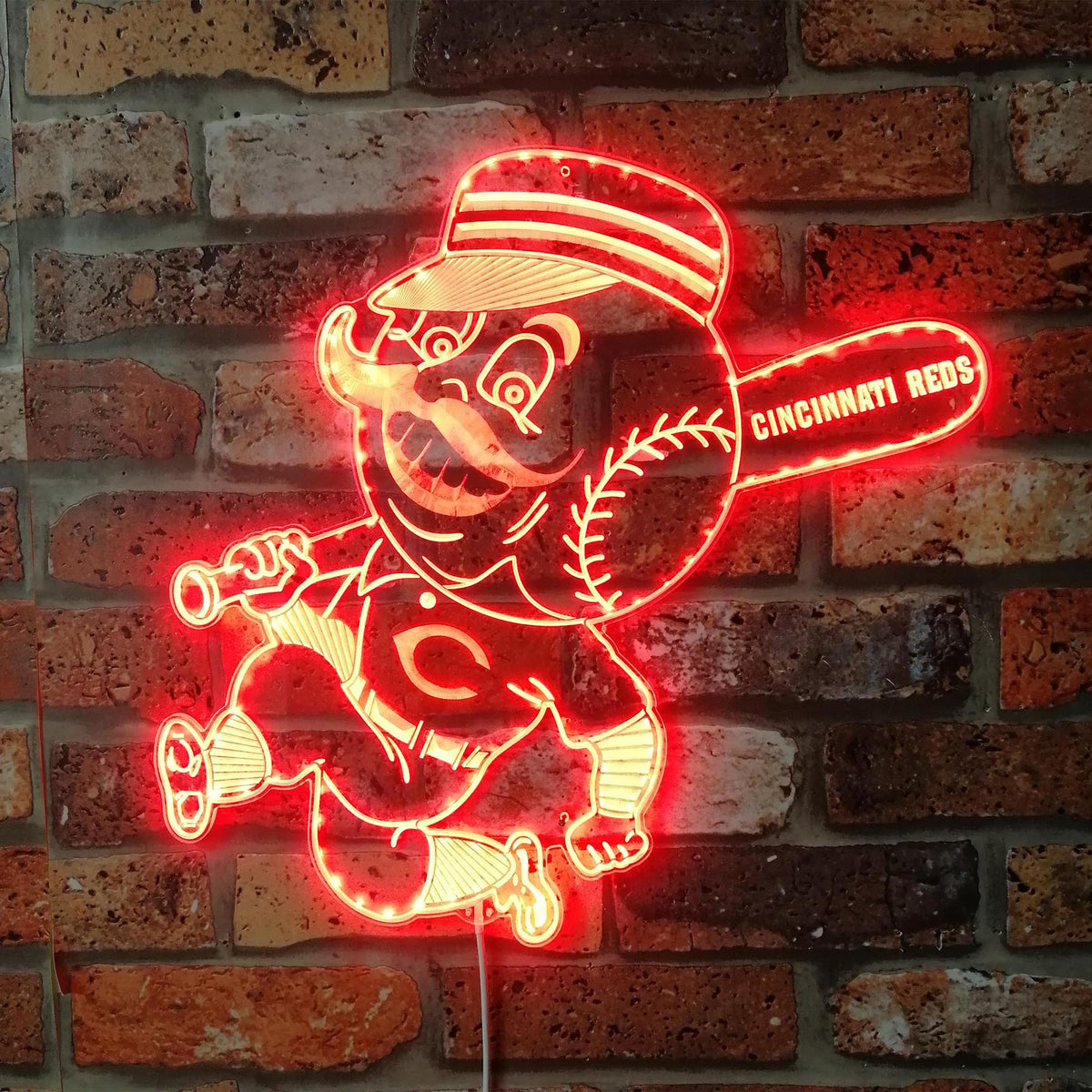 Cincinnati Reds logo Type Mr. Red Character Dynamic RGB Edge Lit LED ...