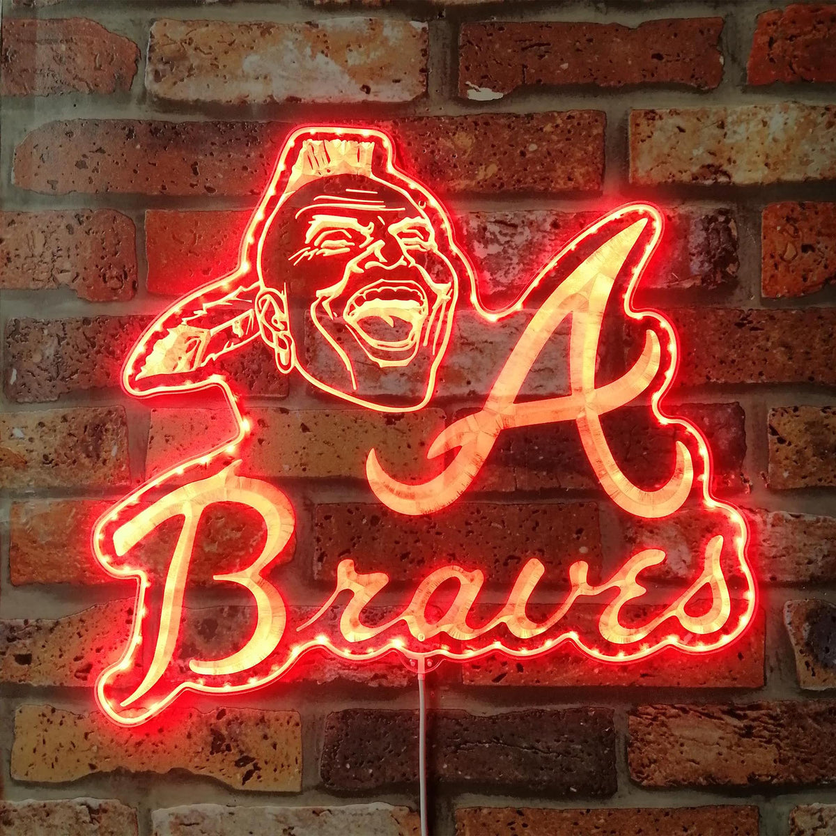 Atlanta Braves Screaming Indian Dynamic RGB Edge Lit LED Sign | PROLEDSIGN