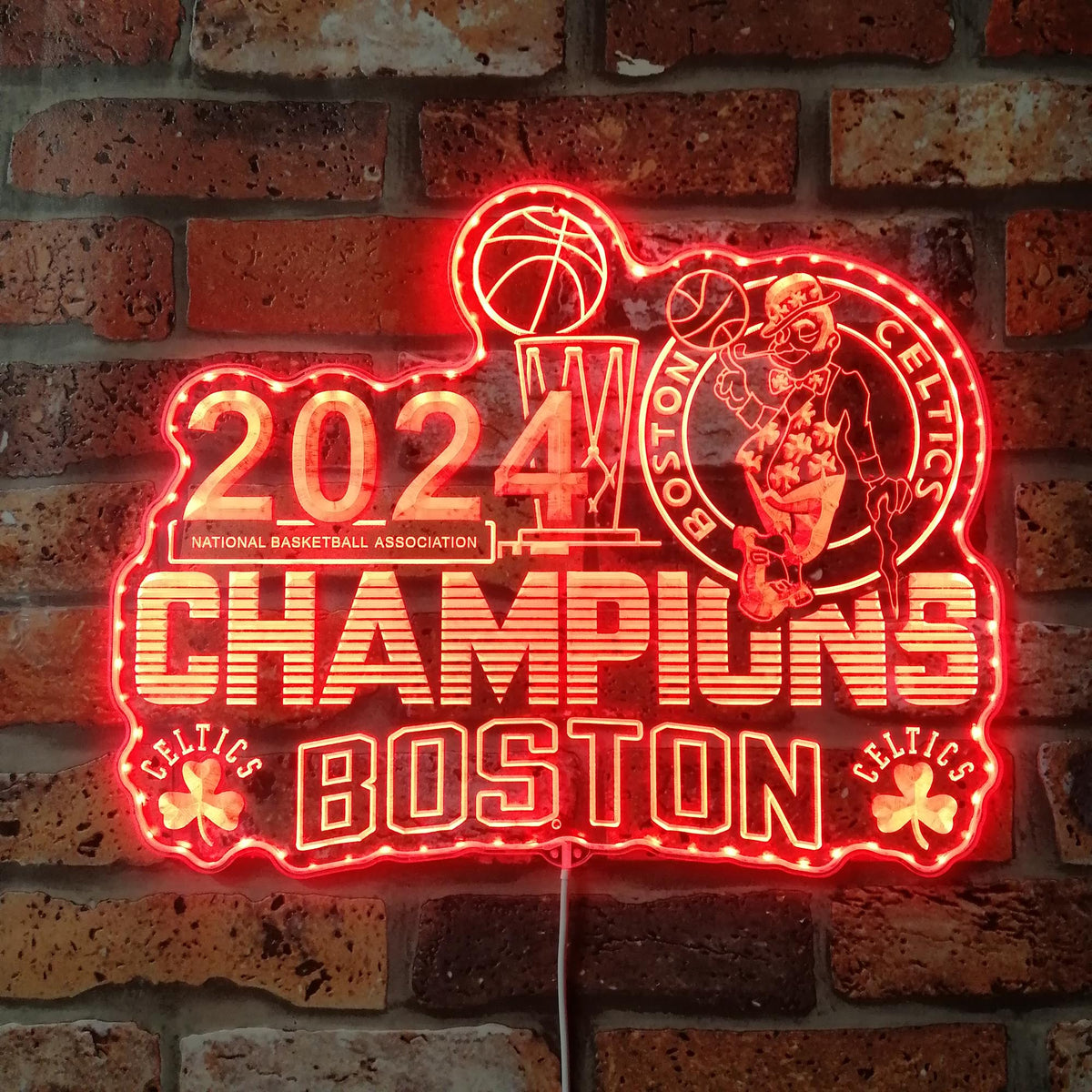 Boston Celtics 2024 Champions NBA Dynamic RGB Edge Lit LED Sign ...