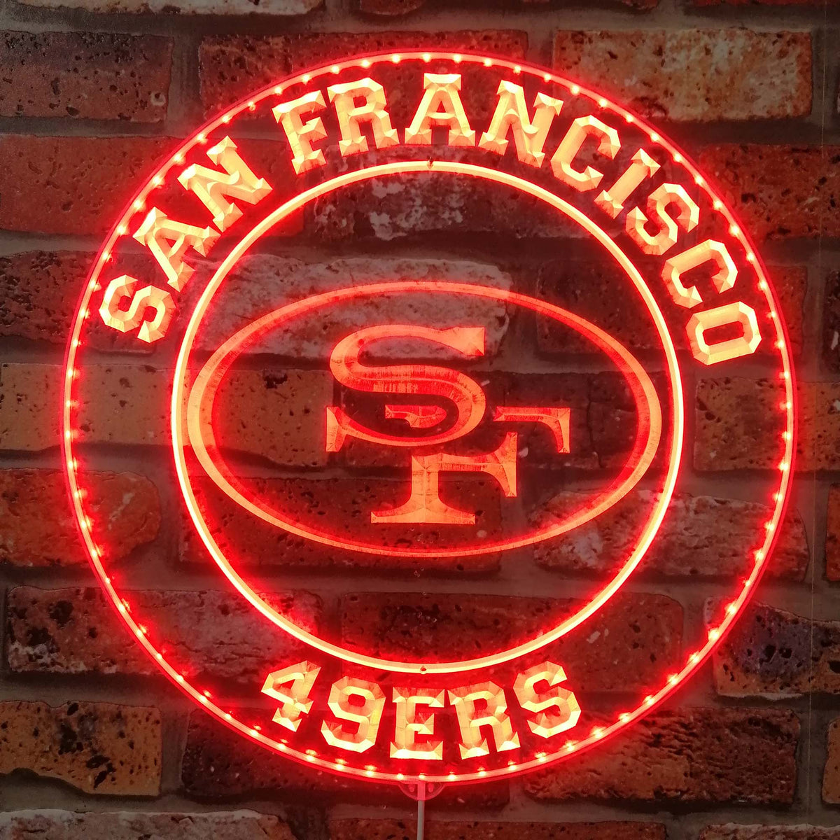 San Francisco 49ers SF Logo Dynamic RGB Edge Lit LED Sign | PROLEDSIGN