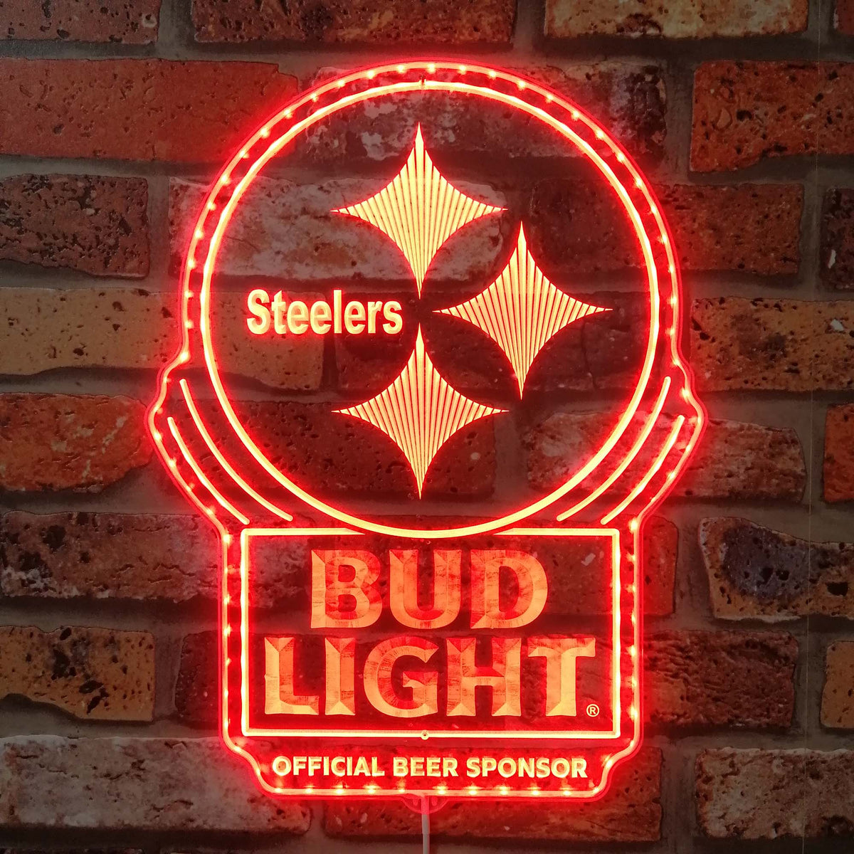 Bud Light & Pittsburgh Steelers Dynamic RGB Edge Lit LED Sign | PROLEDSIGN