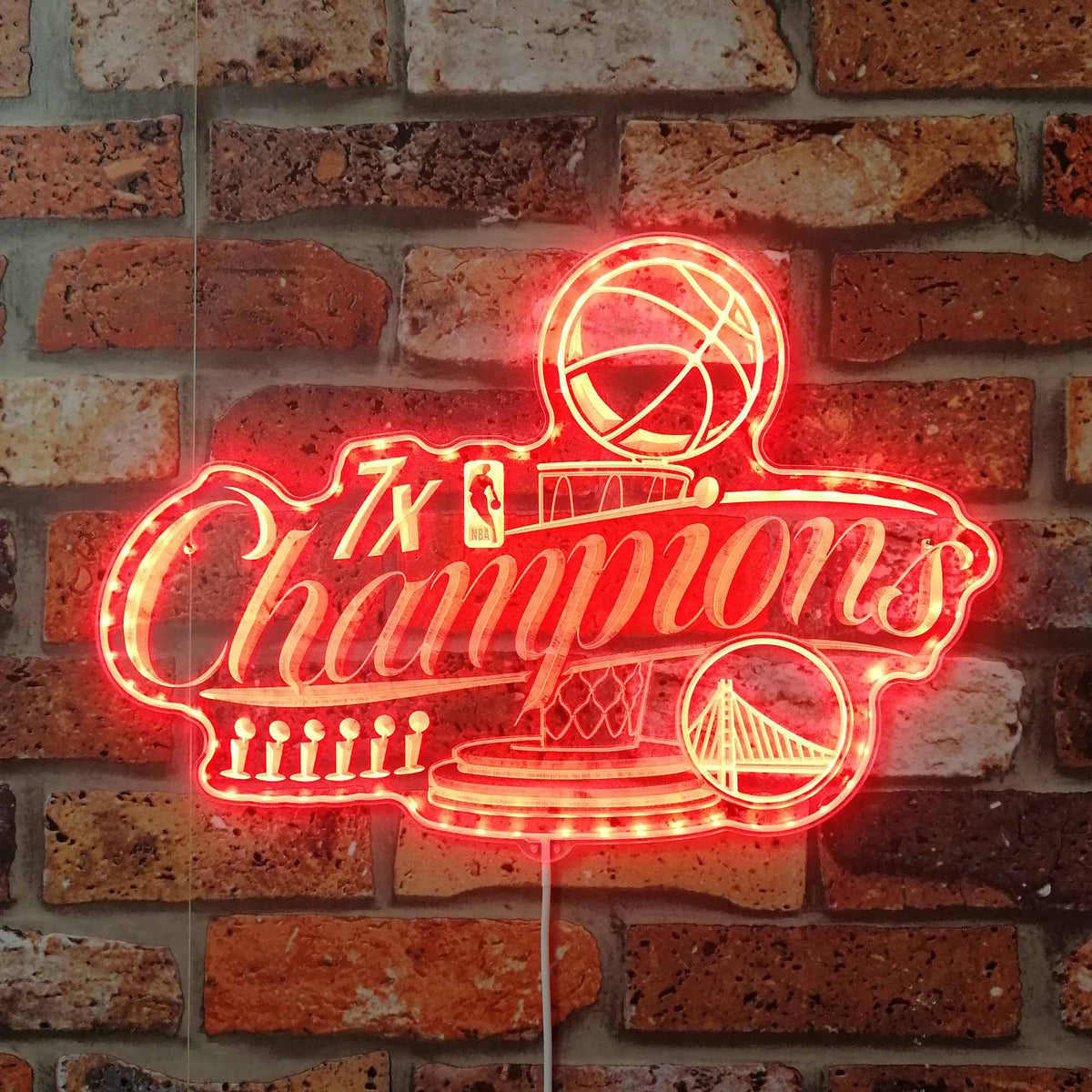 Golden State warriors 7x Champions Dynamic RGB Edge Lit LED Sign ...