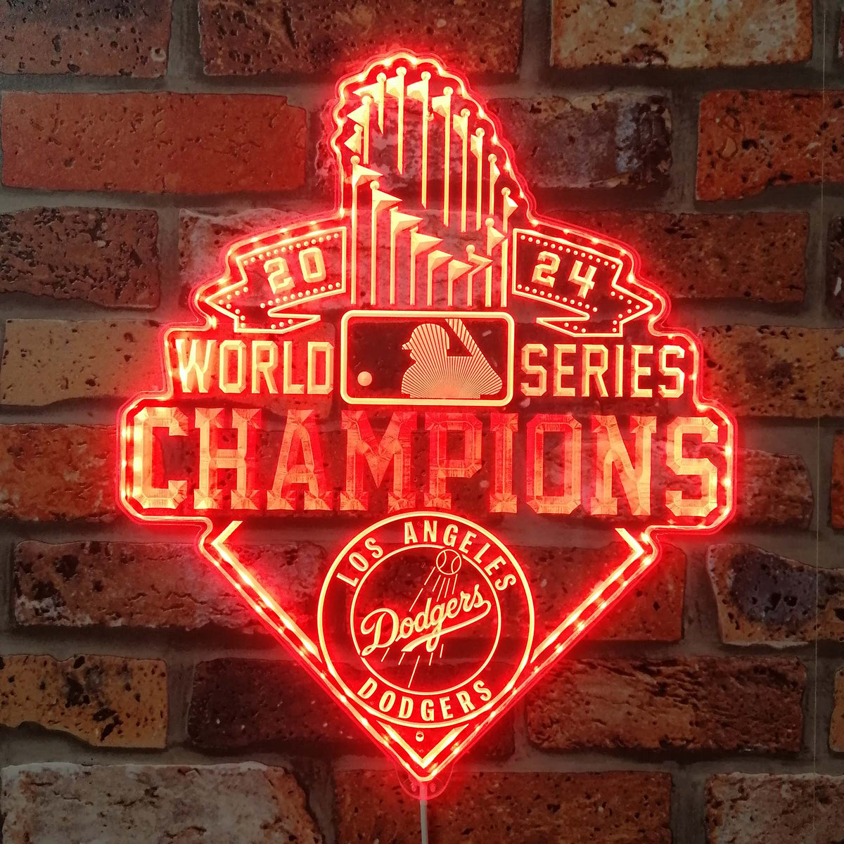 LA Dodgers Champions 2024 Dynamic RGB Edge Lit LED Sign | PROLEDSIGN
