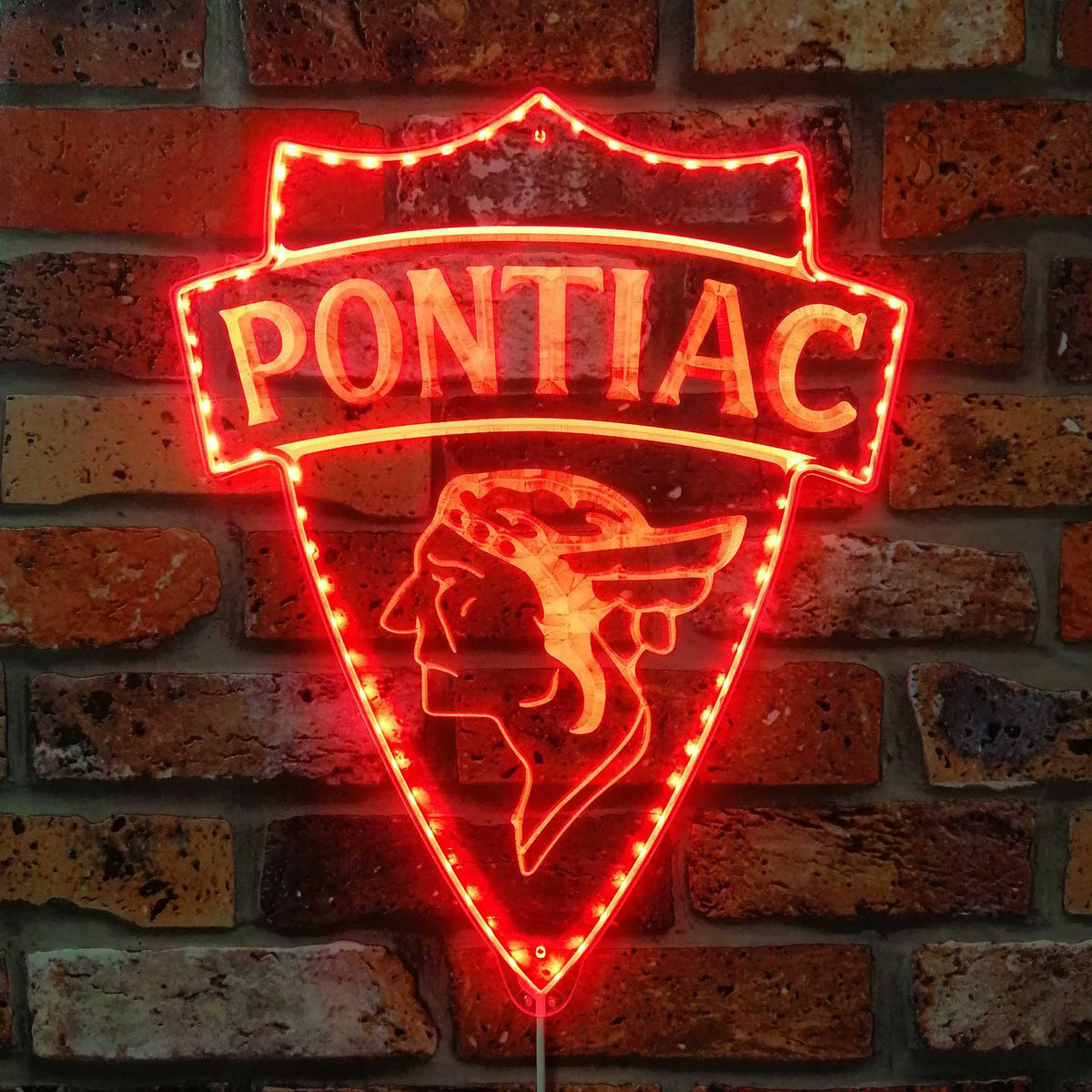 Pontiac 1930 Old Logo Dynamic RGB Edge Lit LED Sign | PROLEDSIGN