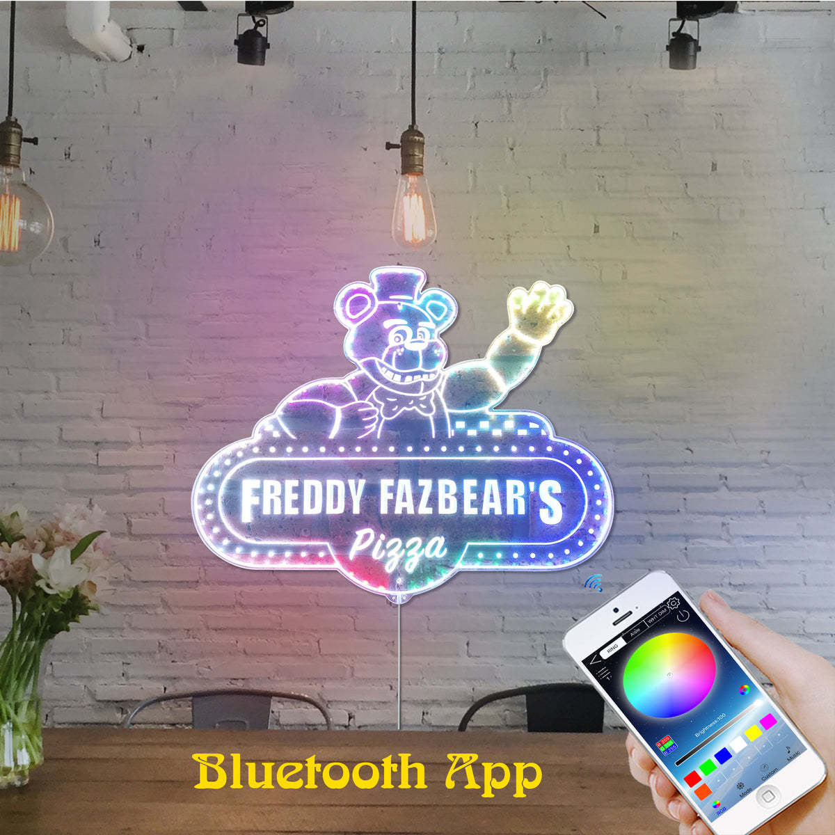 Freddy Fazbear's Pizza Dynamic RGB Edge Lit LED Sign | PROLEDSIGN