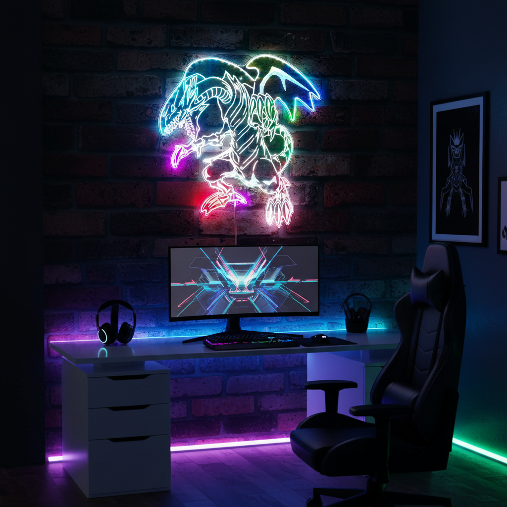 Blue-Eyes White Dragon Dynamic RGB Edge Lit LED Sign | PROLEDSIGN