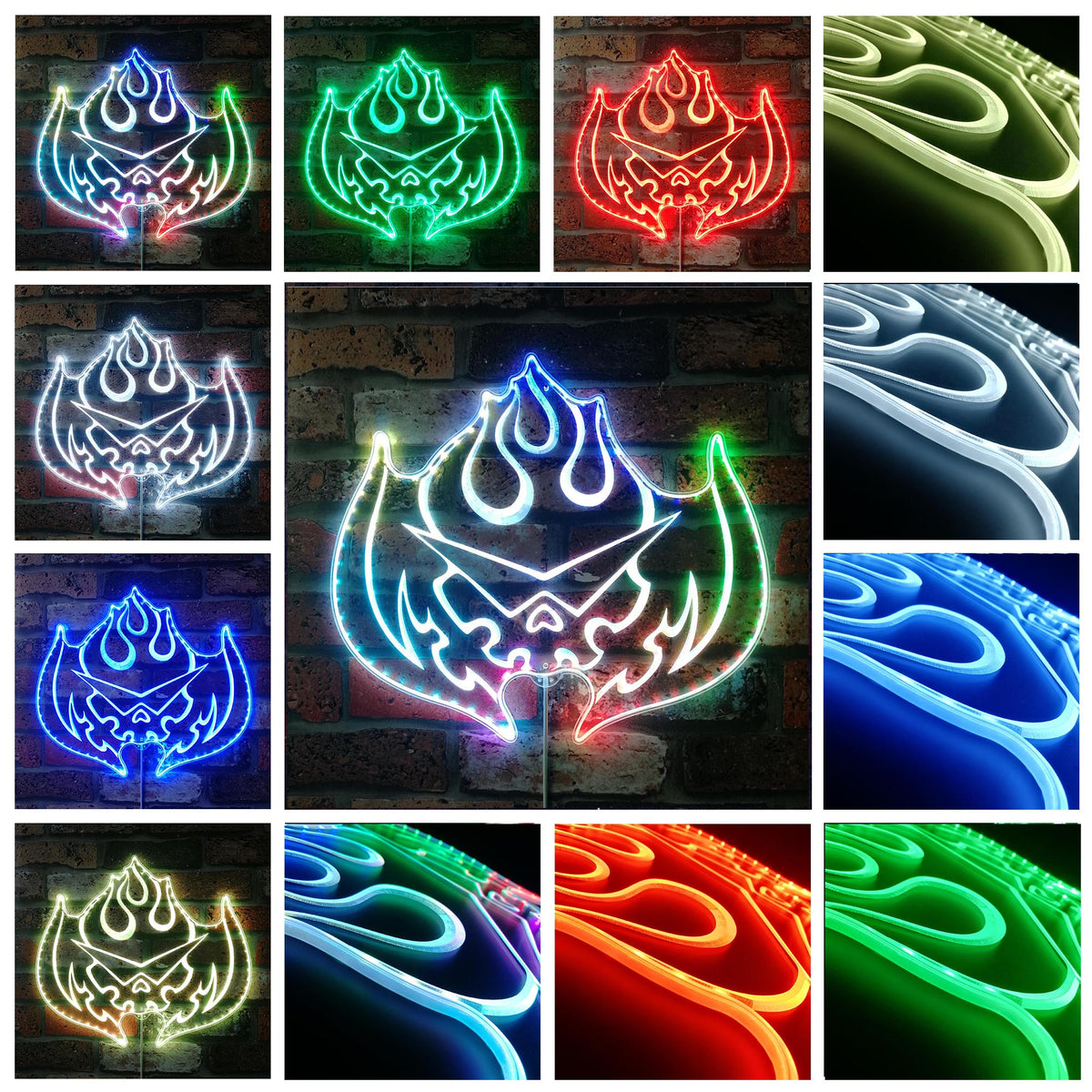 Gurren Lagann Flaming Skull Dynamic RGB Edge Lit LED Sign | PROLEDSIGN