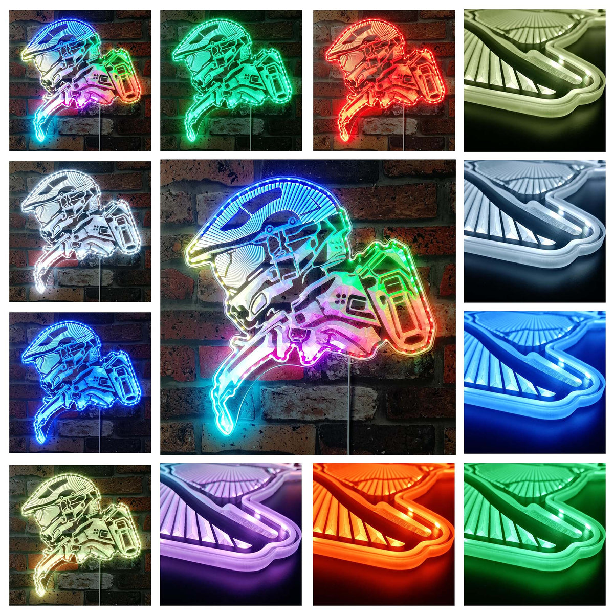 Halo Master Chief Dynamic RGB Edge Lit LED Sign | PROLEDSIGN
