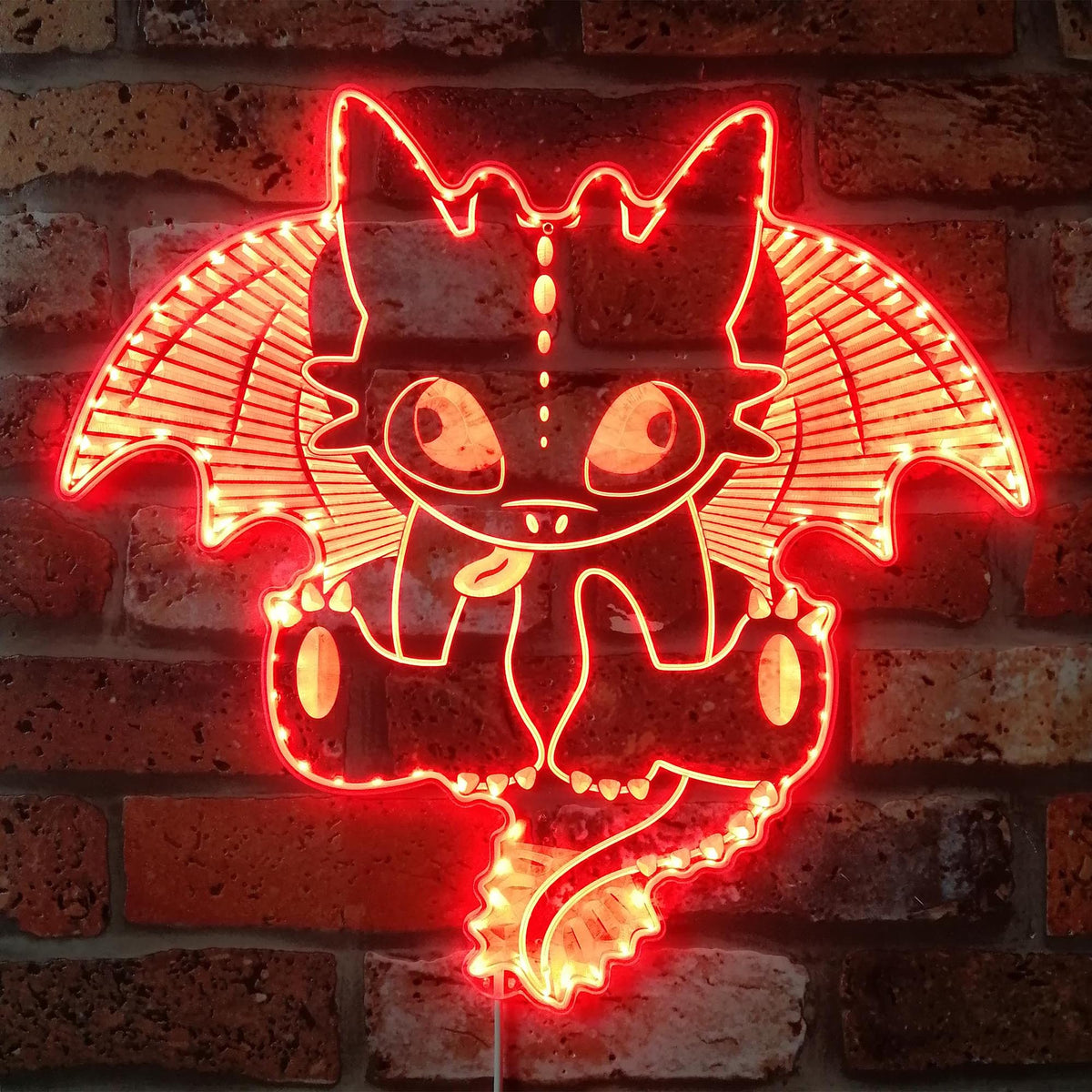 Toothless Cute Dragon Dynamic RGB Edge Lit LED Sign | PROLEDSIGN