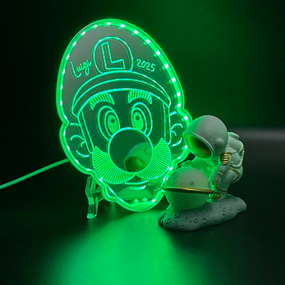 Super Mario Luigi Dynamic RGB Edge Lit LED Sign | PROLEDSIGN