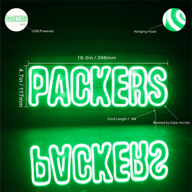 NFL Green Bay PACKERS Handmade Neon Flex LED Sign | Birthday Gift For Him