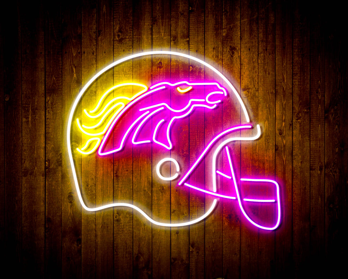 NFL Helmet Denver Broncos Handmade Neon Flex LED Sign | PRO LED SIGN