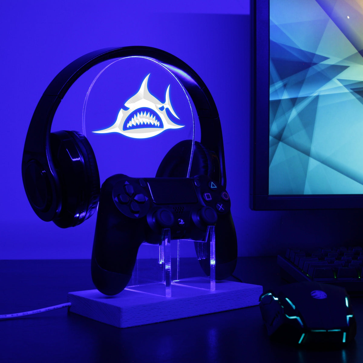 Los Angeles Sharks LED Gaming Headset Controller Stand | PRO LED SIGN
