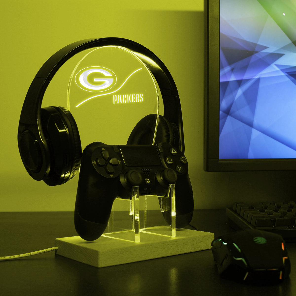Green Bay Packers NFL LED Gaming Headset Controller Stand | PRO LED SIGN