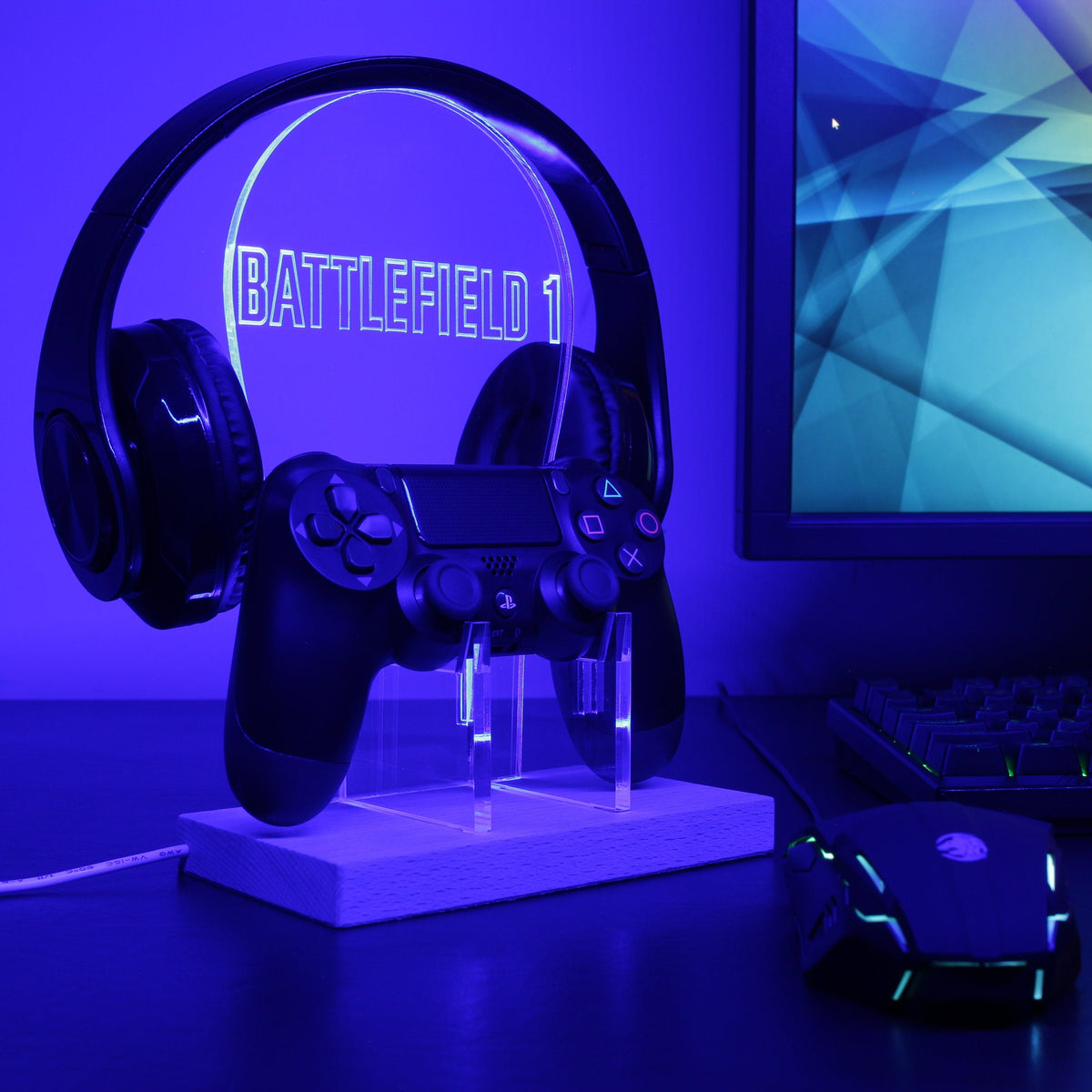 Battlefield LED Gaming Headset Controller Stand | PRO LED SIGN