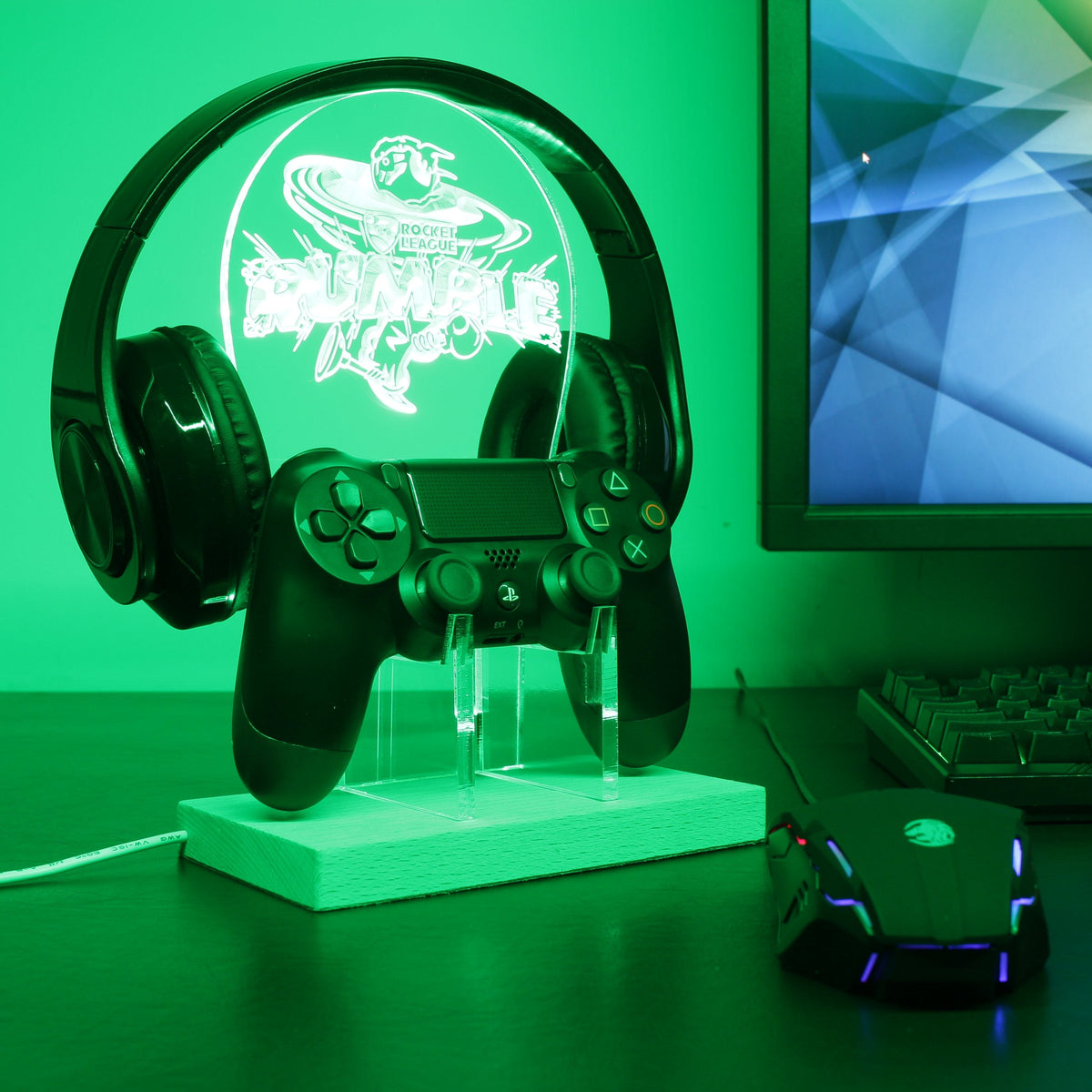 Rocket League Rumble LED Gaming Headset Controller Stand | PRO LED SIGN