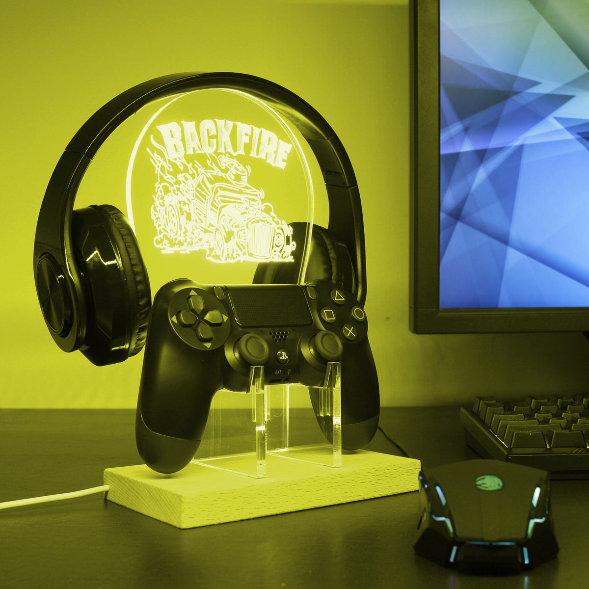 Rocket League Backfire LED Gaming Headset Controller Stand | PRO LED SIGN