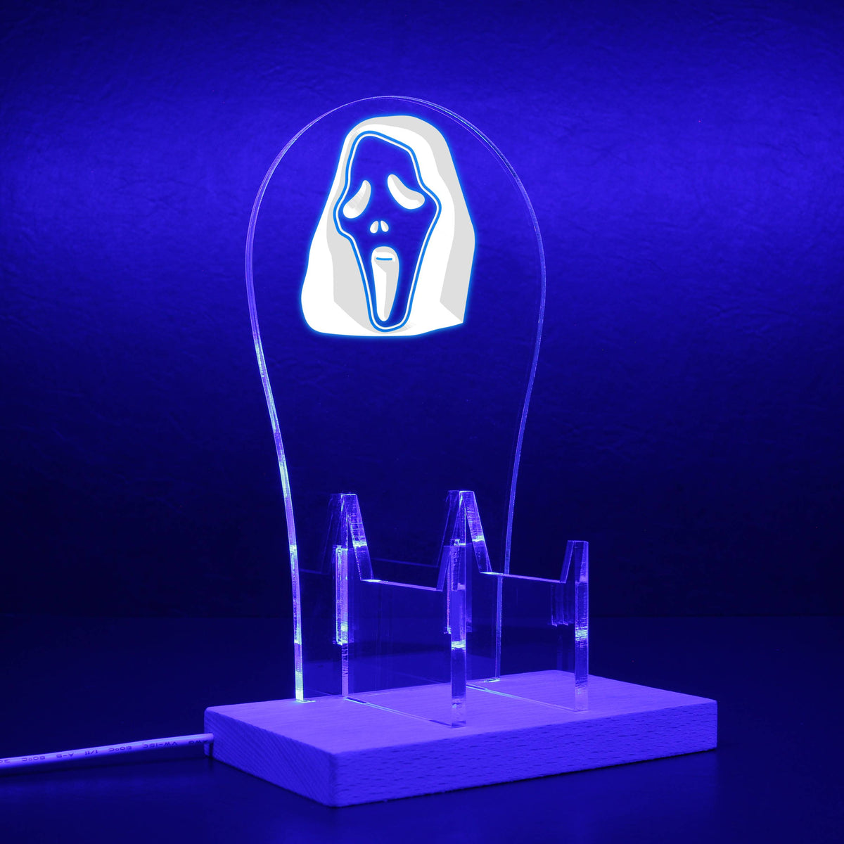 Scream Ghostface Led Headset Controller Stand Wooden Base - Proledsign
