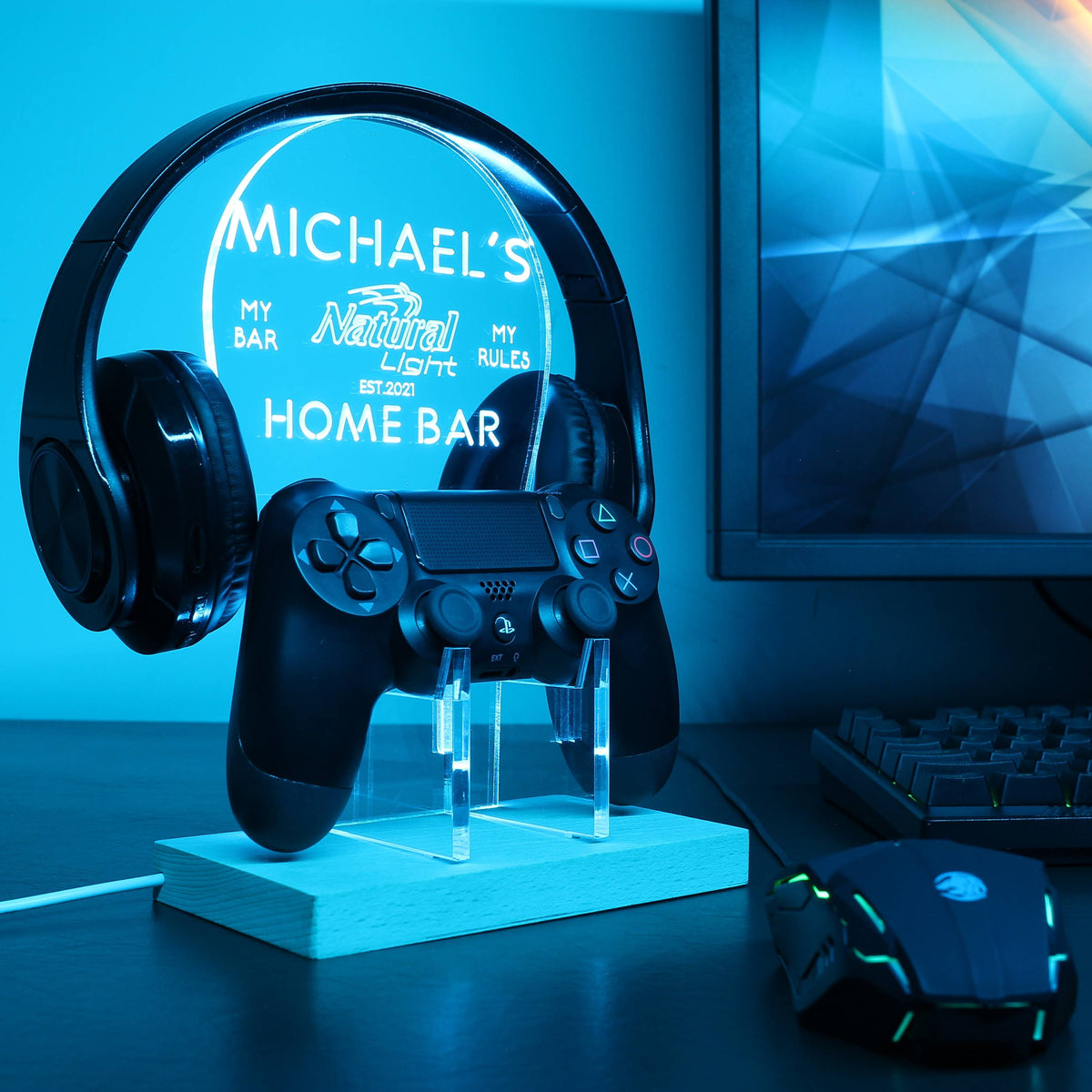 Natural Light Beer Bar Gift Custom Personalized Led Headset Controller ...