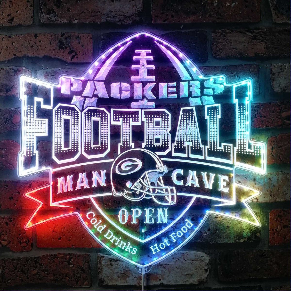 NFL Green Bay Packers Football Dynamic RGB Edge Lit LED Sign | PROLEDSIGN