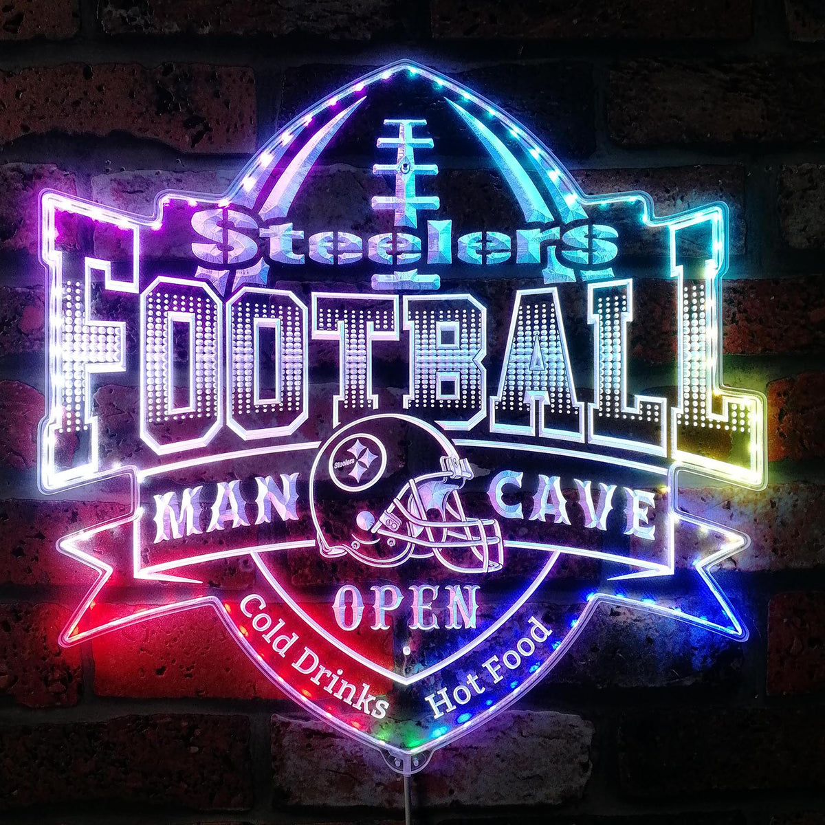 NFL Pittsburgh Steelers Football Club Dynamic RGB Edge Lit LED Sign ...