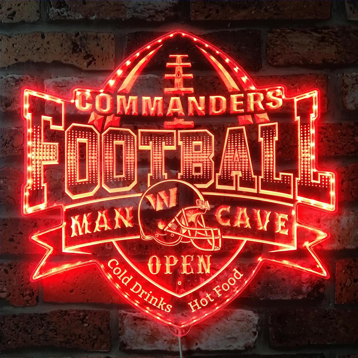 NFL Washington Commanders Helmet Dynamic RGB Edge Lit LED Sign | PROLEDSIGN