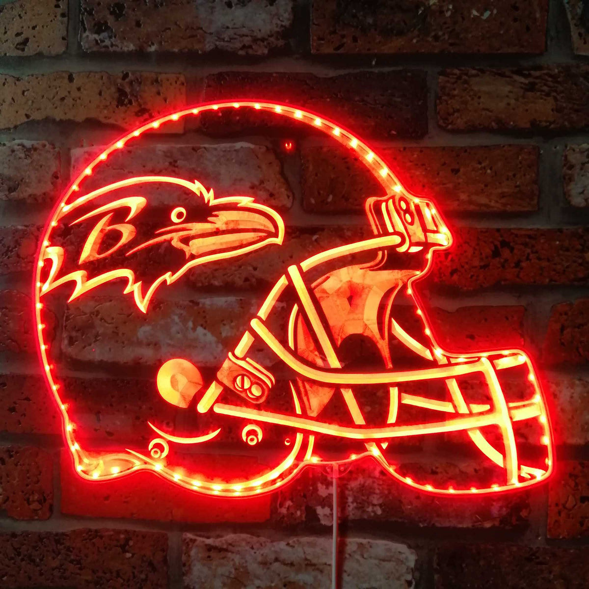 NFL Helmet Baltimore Ravens Dynamic RGB Edge Lit LED Sign | PROLEDSIGN