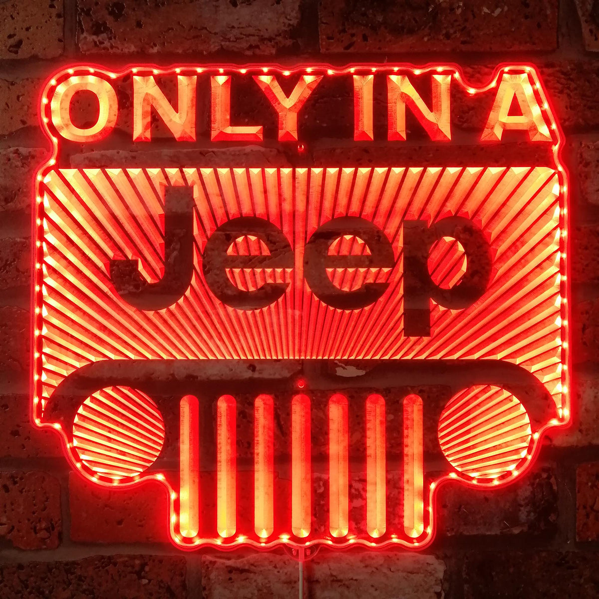 Only in a Jeep Dynamic RGB Edge Lit LED Sign | PROLEDSIGN