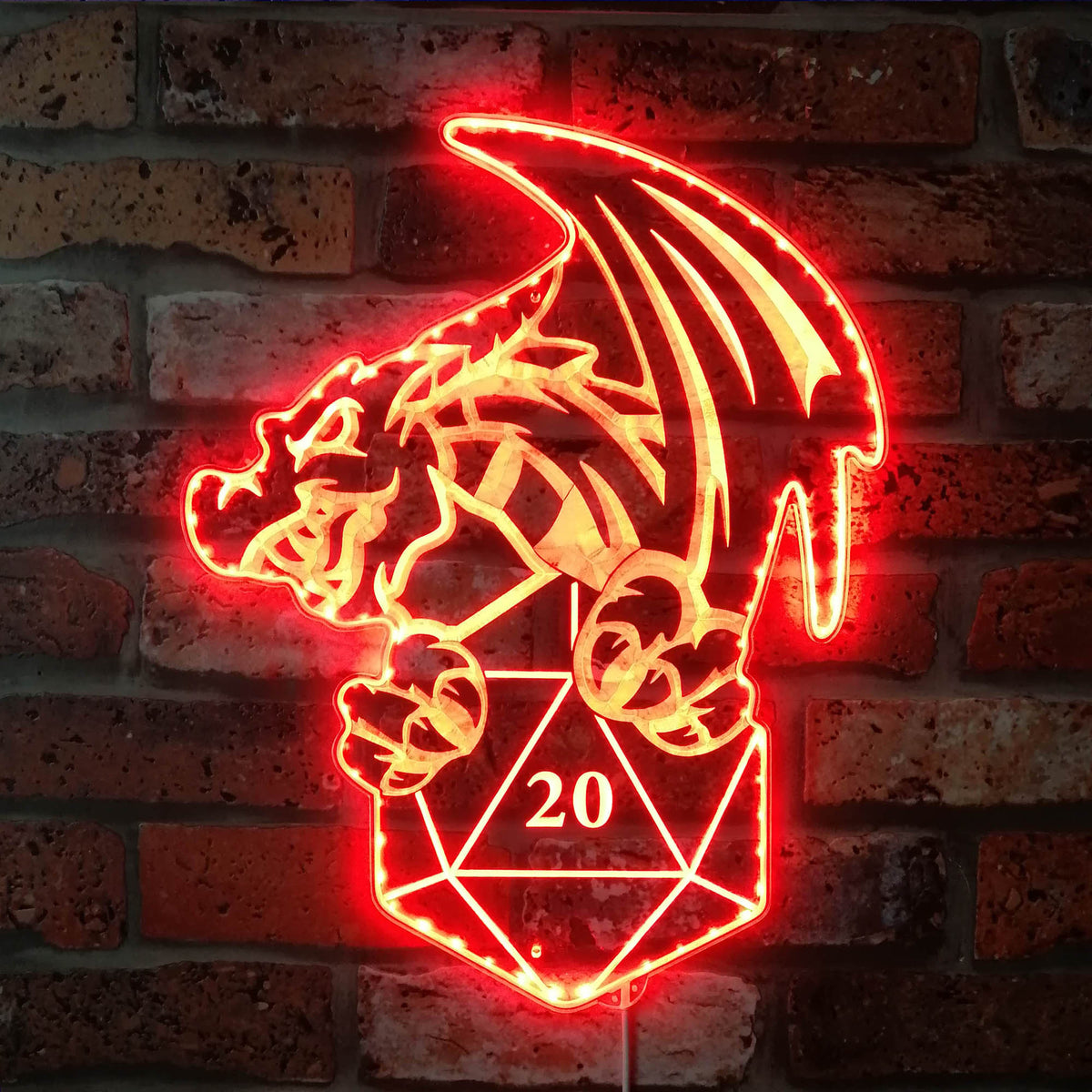 D20 Dice Dragon Dynamic RGB Edge Lit LED Sign | PROLEDSIGN