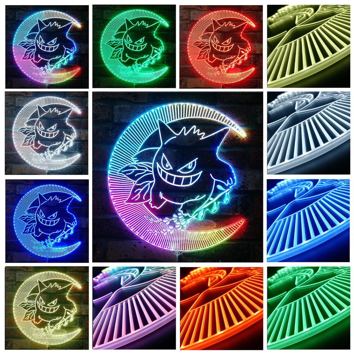 Gengar Pokemon Dynamic RGB Edge Lit LED Sign | PROLEDSIGN