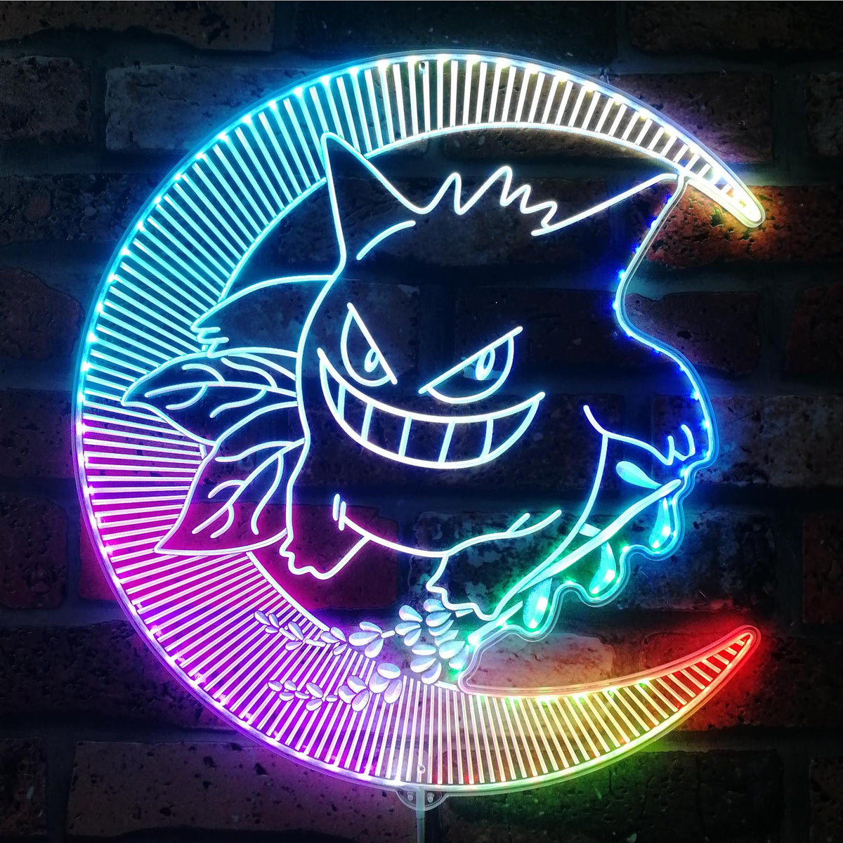 Gengar Pokemon Dynamic RGB Edge Lit LED Sign | PROLEDSIGN