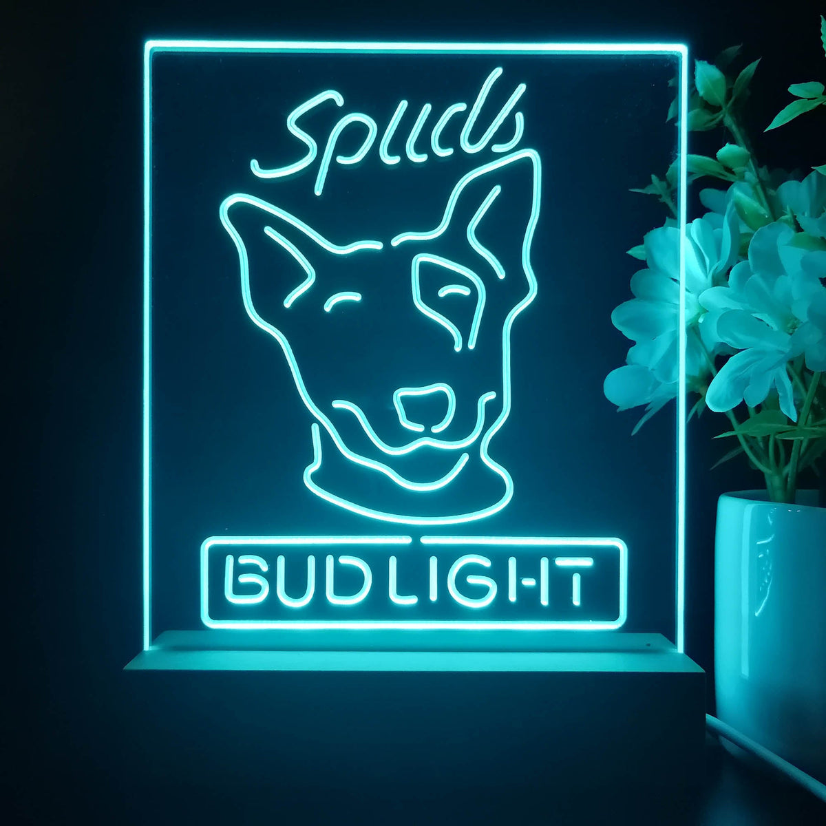 Drink Up Spuds Mackenzie Bud Light Night Light Pub Bar Sign LED Lamp ...