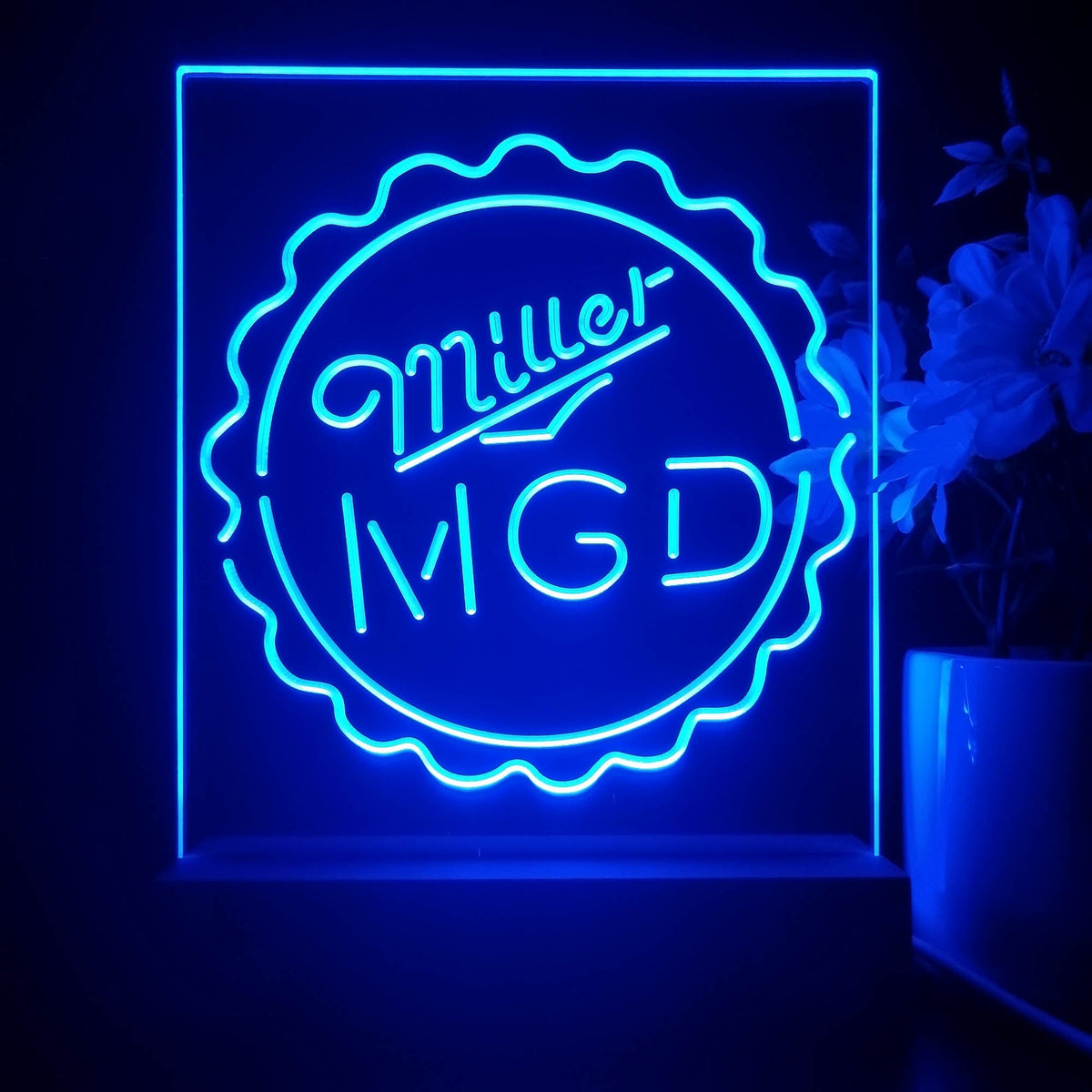 Miller Lite MGD Bottle Cap Neon Sign Table Lamp Display | PRO LED SIGN