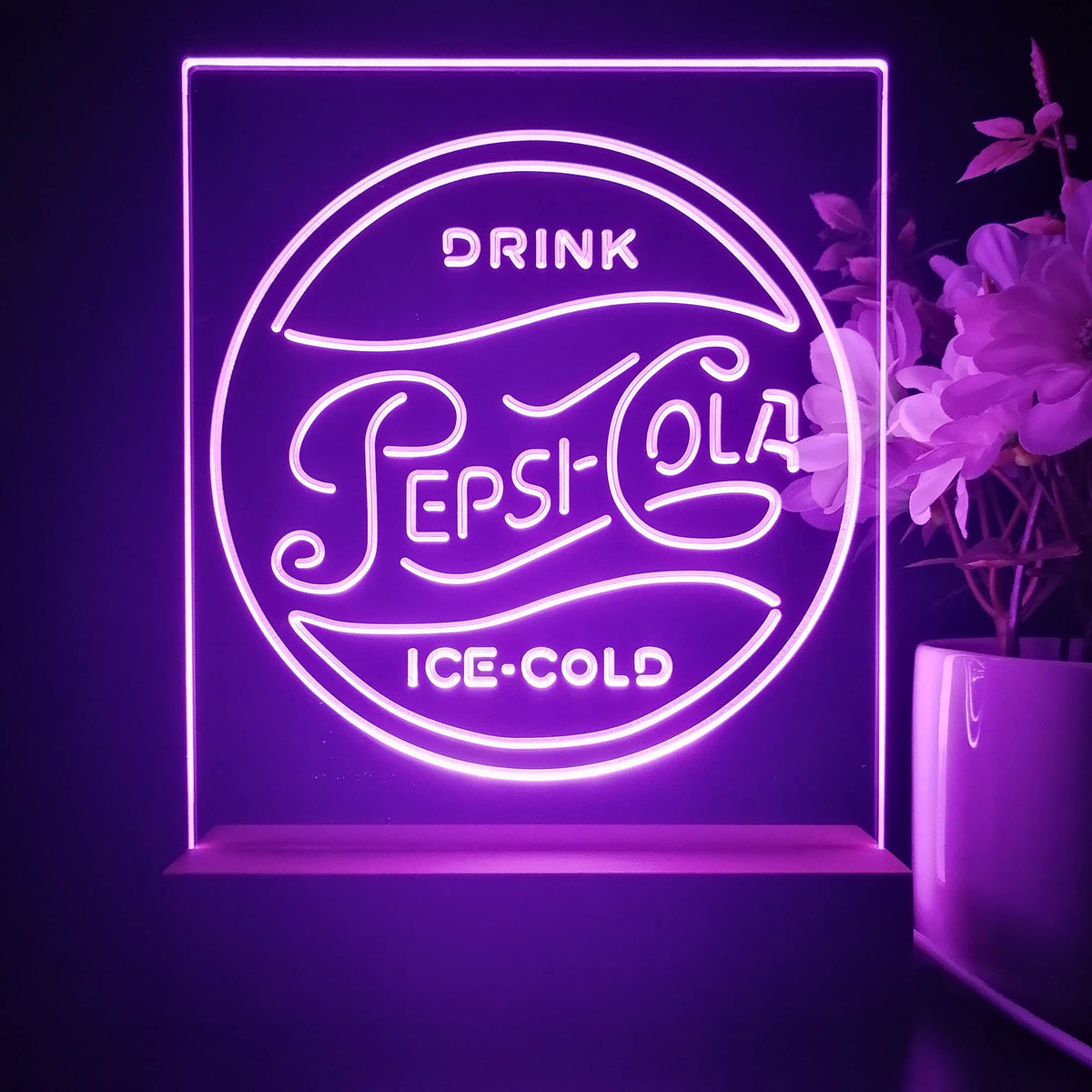 Drink Ice-Cold Pepsi Cola Neon Sign Table Lamp Display | PRO LED SIGN