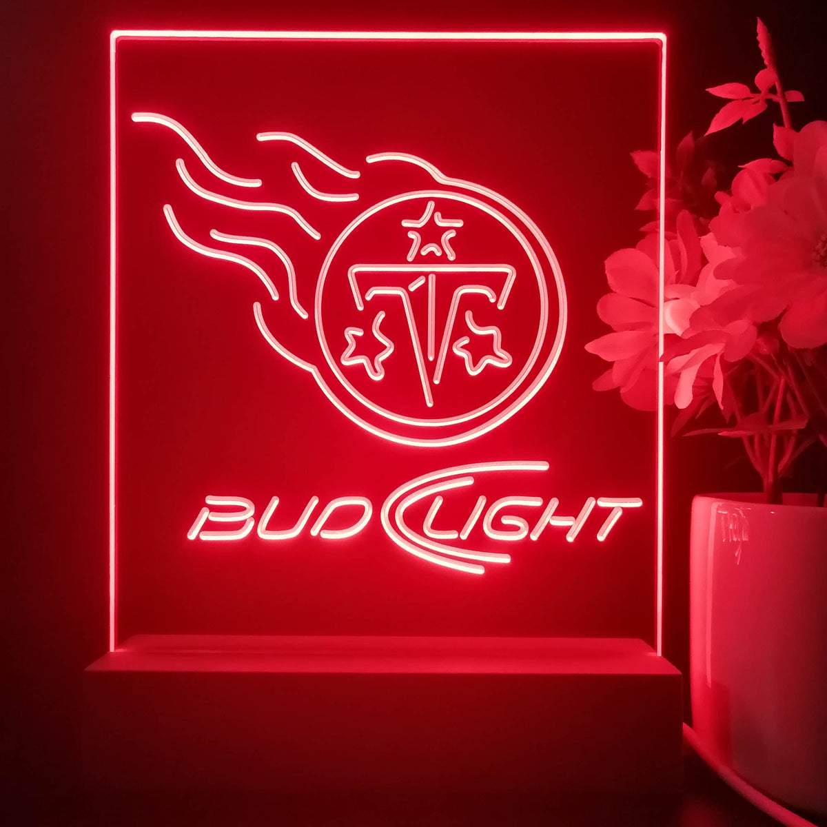 Bud Light Red Tennessee Titans Neon Sign Table Lamp Display | PRO LED SIGN