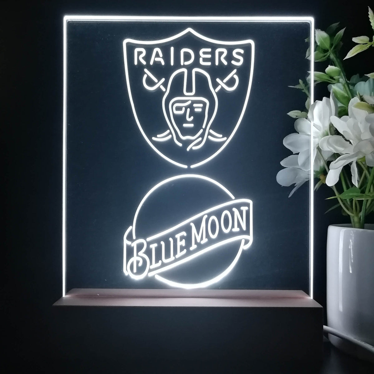 Oakland Raiders Blue Moon Neon Pub Bar Sign LED Lamp | PRO LED SIGN
