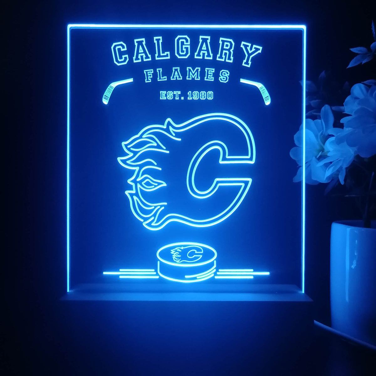 Personalized Calgary Flames Neon Sign Table Lamp Display | PRO LED SIGN