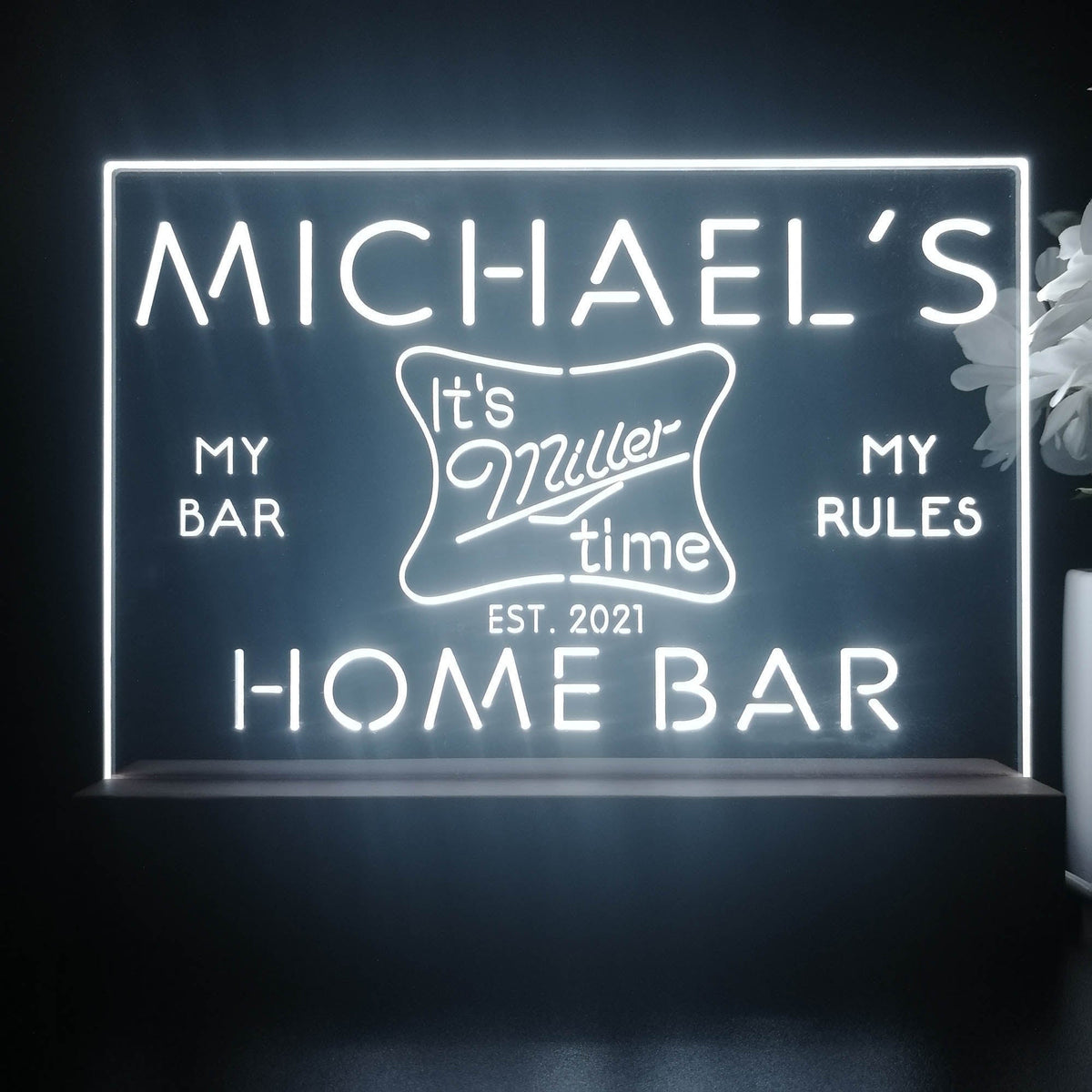 Personalized Miller Time Neon Sign Table Lamp Display | PRO LED SIGN