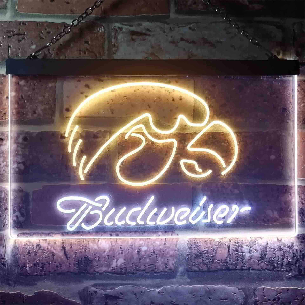 Iowa Hawkeyes Budweiser LED Neon Sign | Man Cave Gift