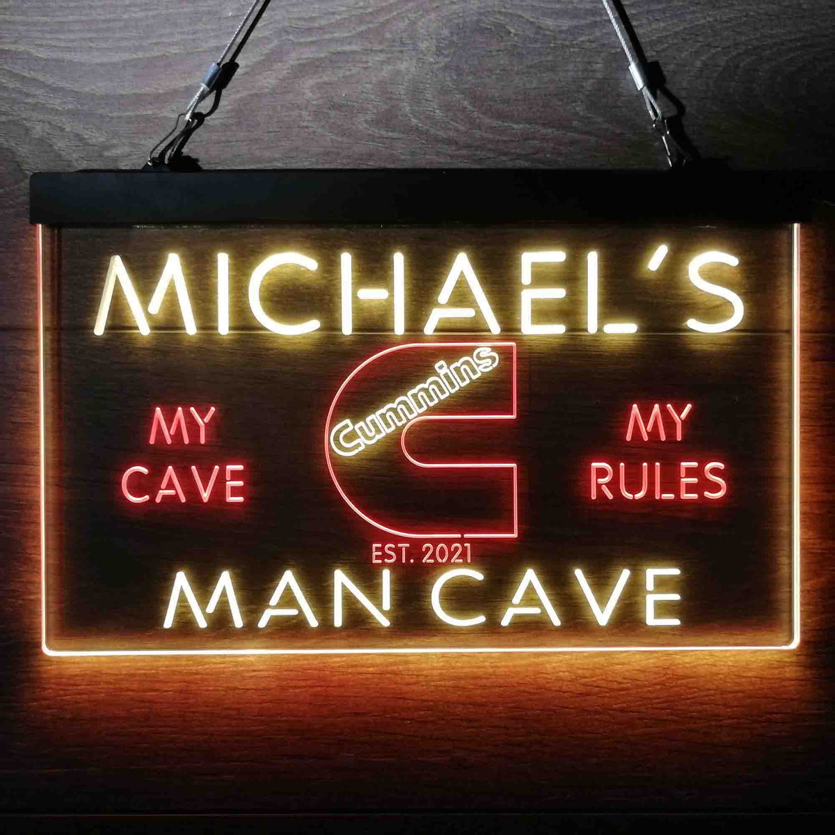 Custom Name Cummins Truck Neon-Like LED Sign, Garage Decor Gift