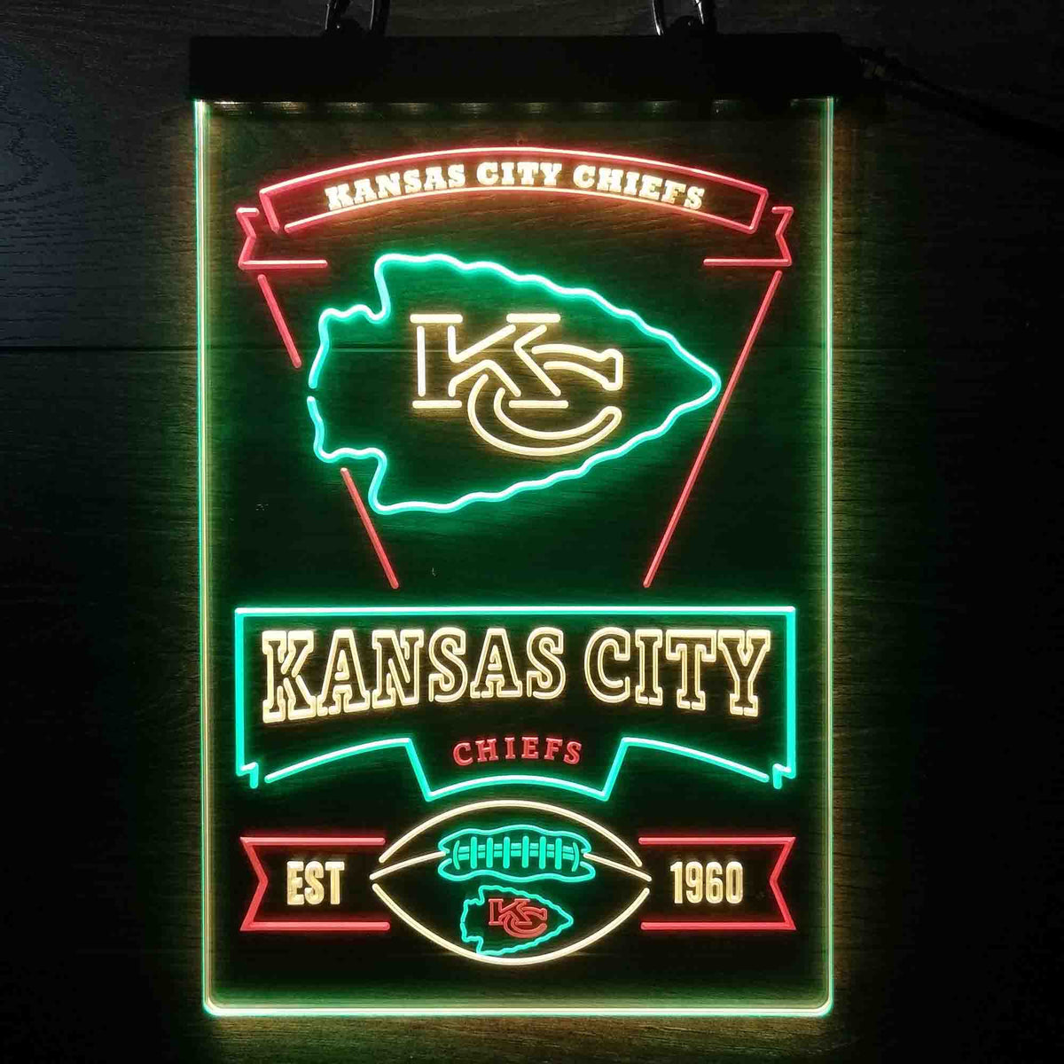 Kansas City Chiefs Multi Colors Neon LED Sign | Beer Lodge Gift