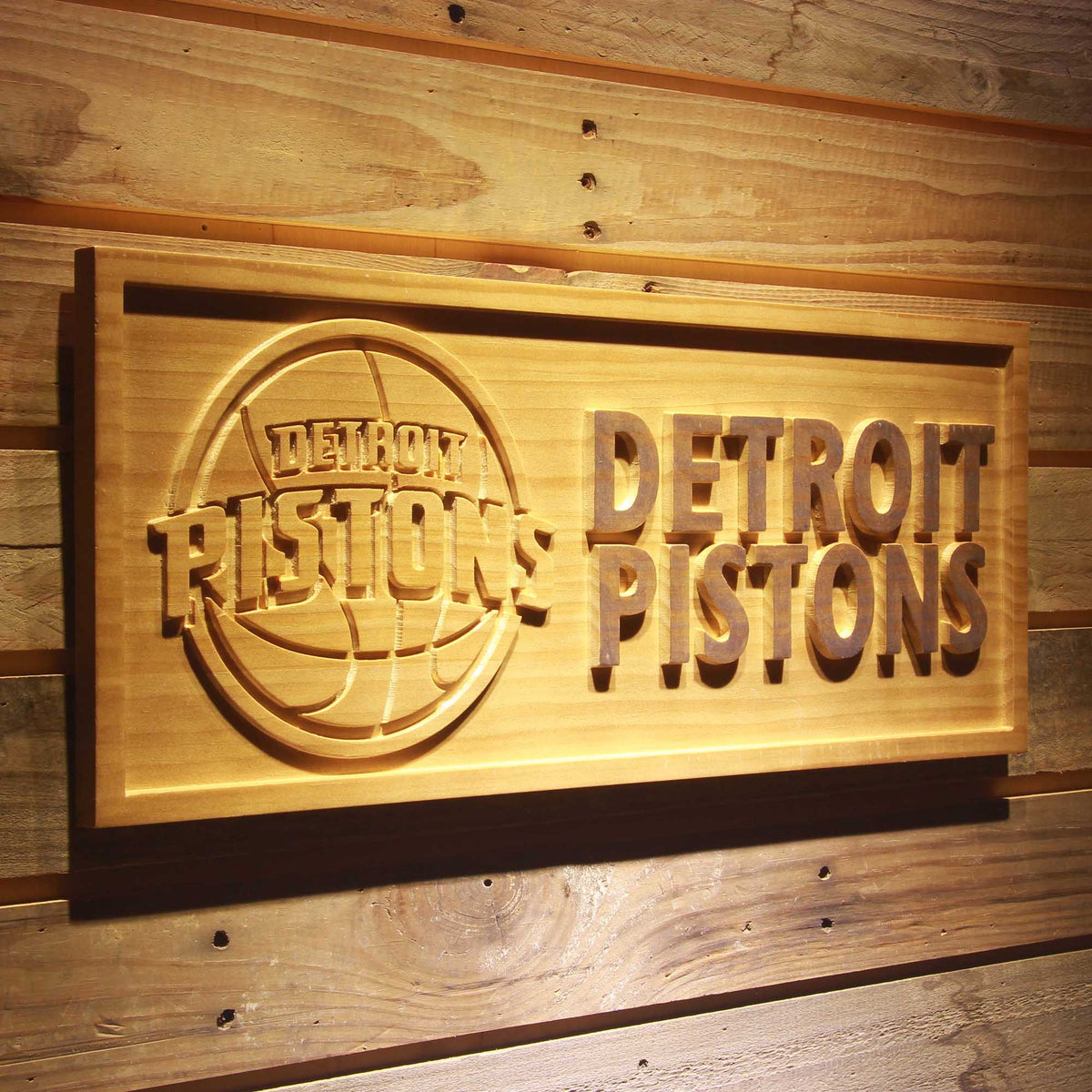 Detroit Pistons Wooden Sign | PROLEDSIGN
