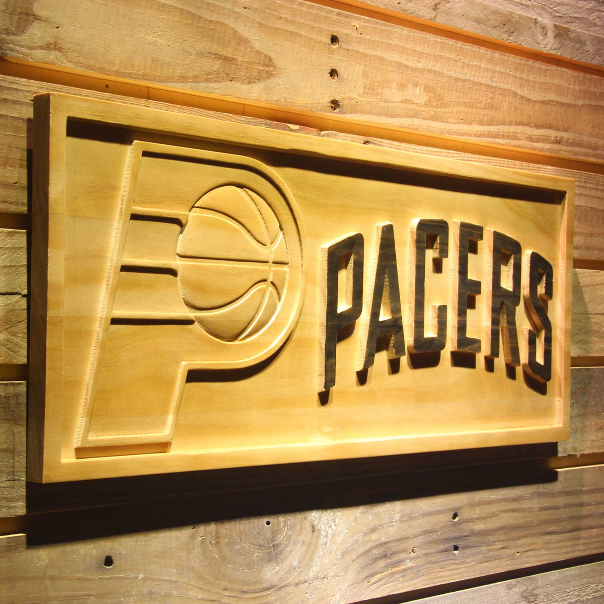 Indiana Pacers Primary Wooden Sign | PROLEDSIGN
